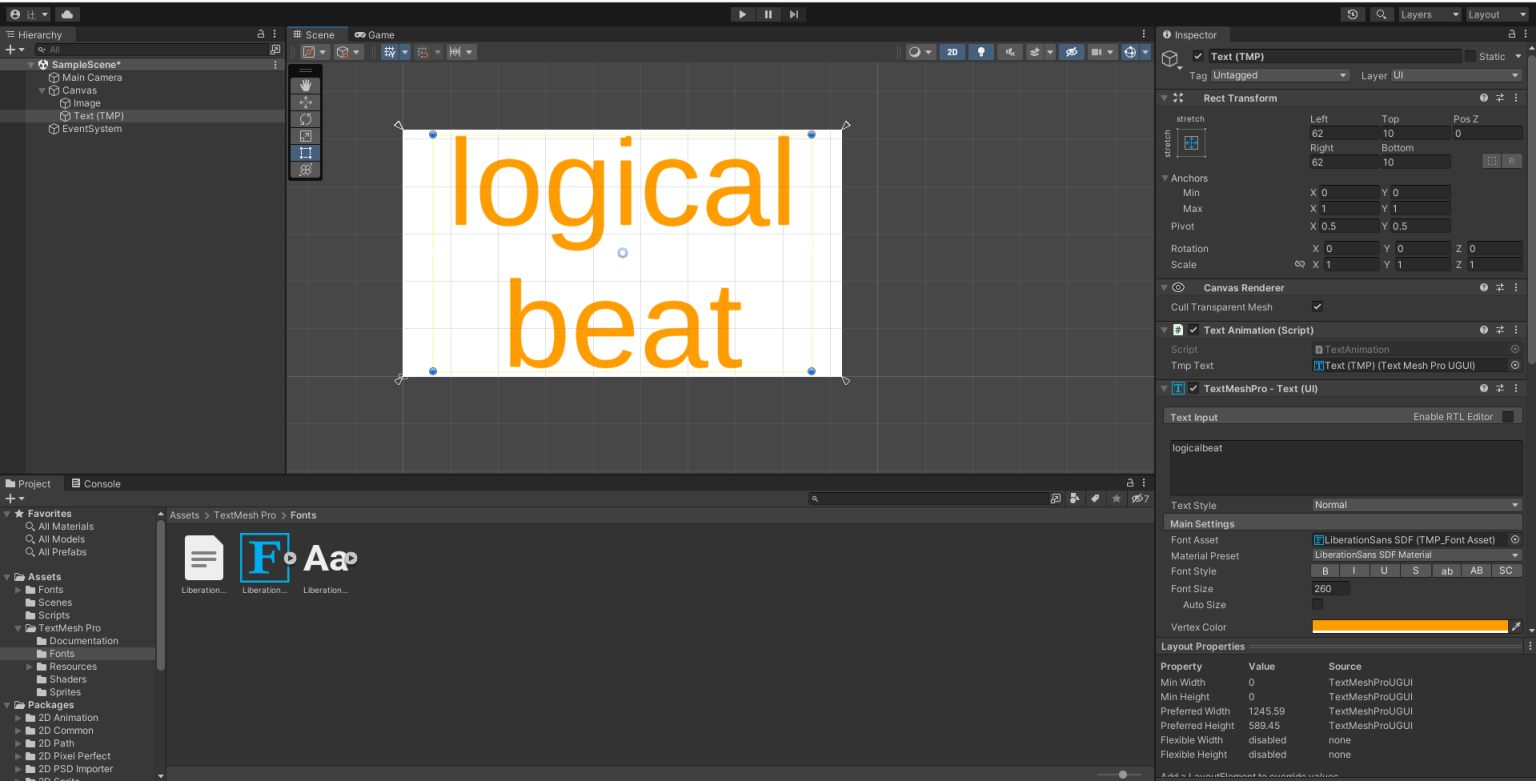 【Unity】TextMeshProでテキストアニメーションを実装する – 株式会社ロジカルビート